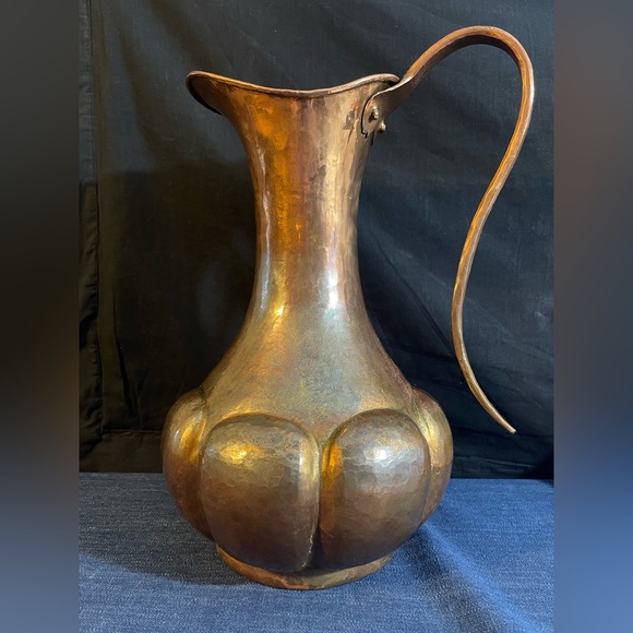 Dining | Vintage Hammered Copper Pitcher Jug With Gourd Shaped Base ...